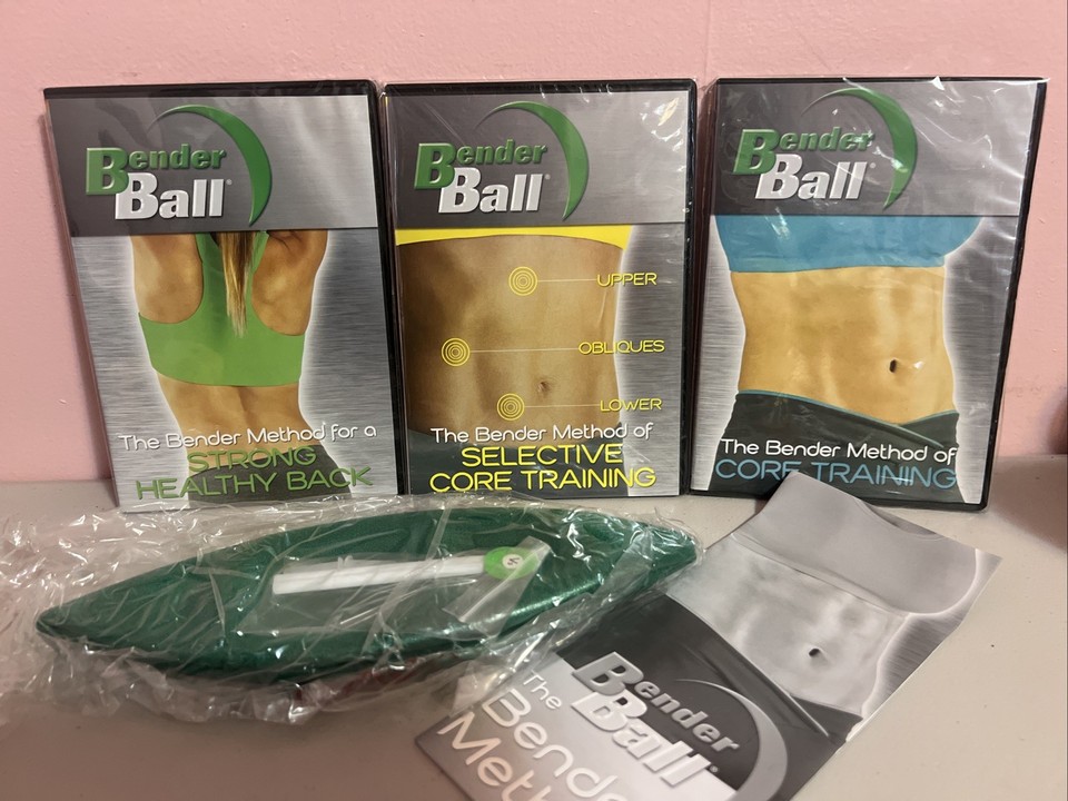 NEW BENDER METHOD BENDER BALL Core Abs Back Training Workout Kit 3 DVDs ...
