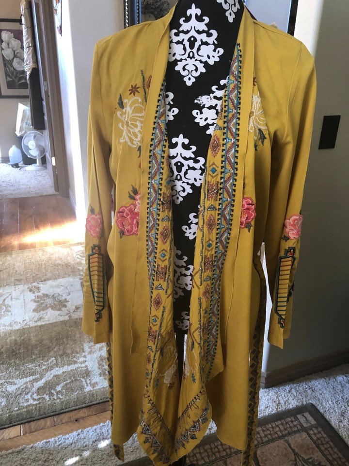 sundance driftwood abby embroidered robe yellow size extra large with ...