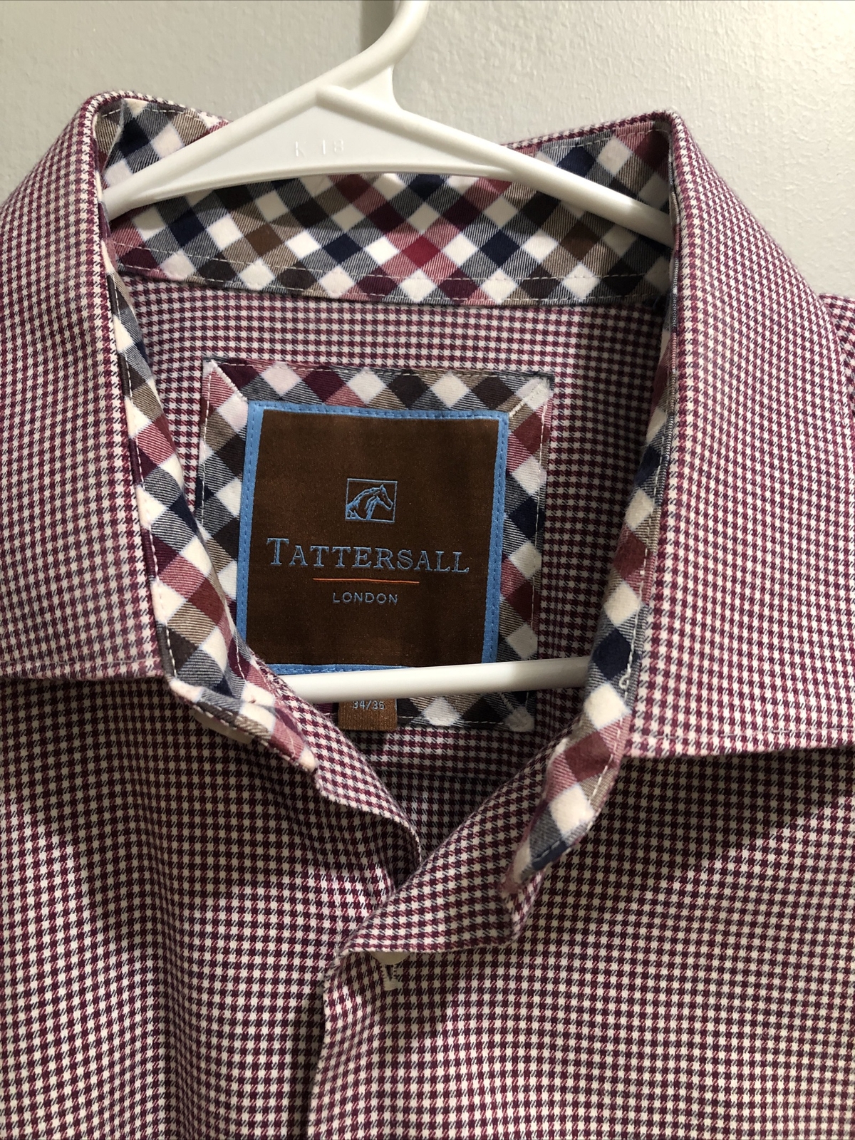 Mens James Tattersall London 100% Cotton Maroon Plaid… - Gem