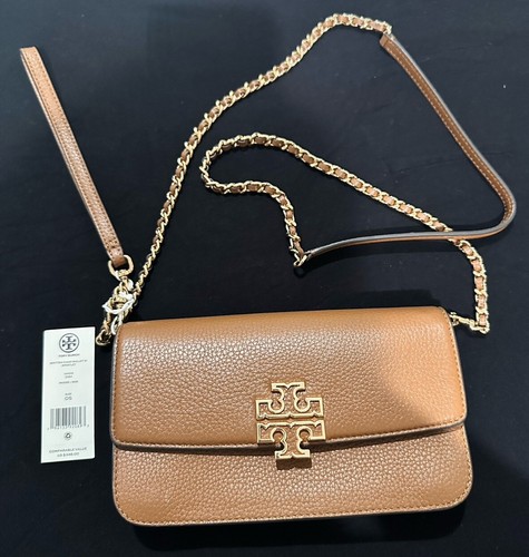 Authentic NWT Tory Burch Britten Chain Wallet with Wristlet Tiramisu ...