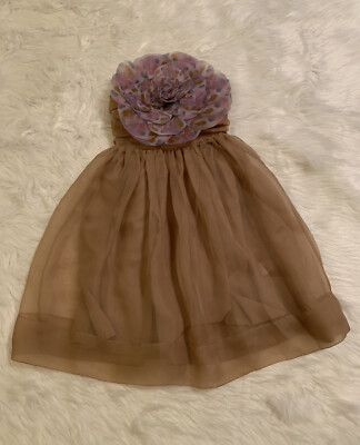 Cynthia Rowley Organza Flower Strapless Dress Pink Beige Size 4 | eBay