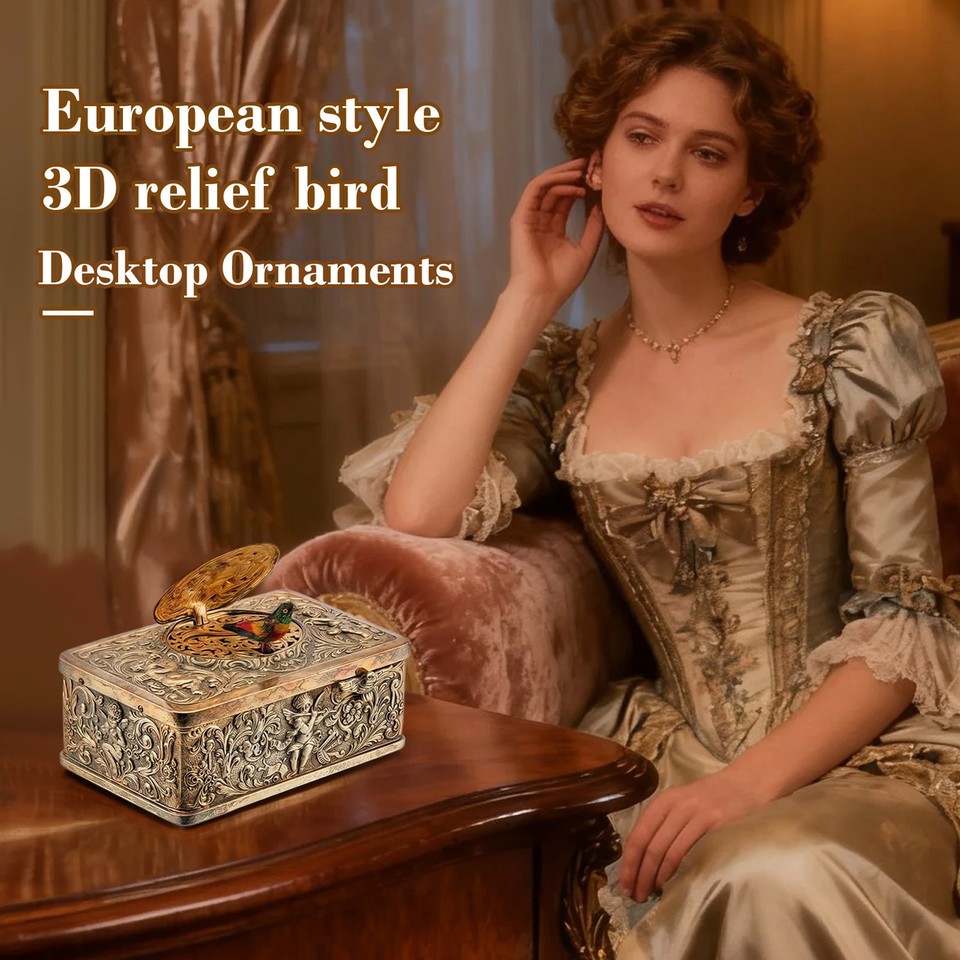 Vintage European Art Style 3D Embossed Automaton Singing Bird Ornaments ...