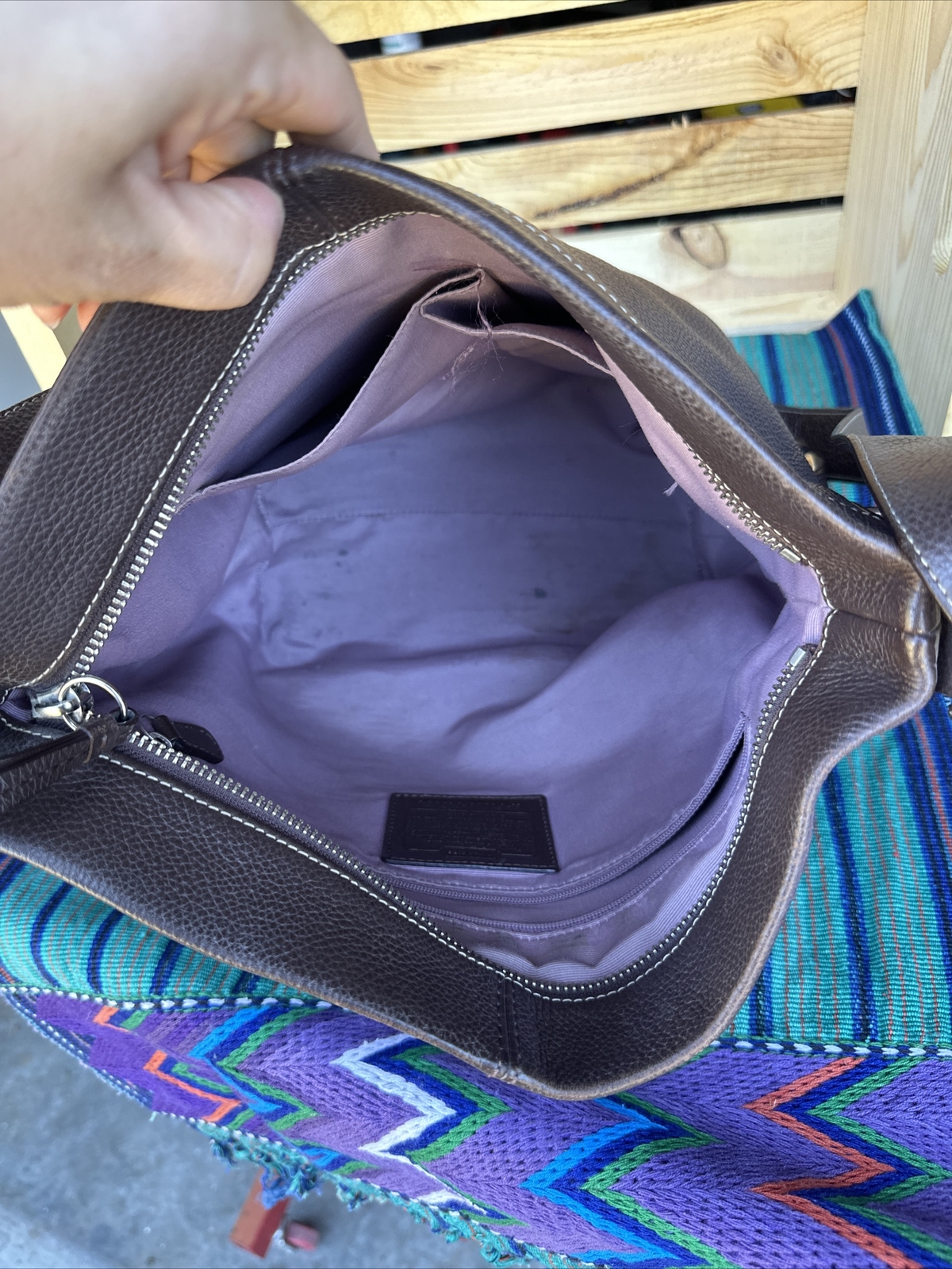 Coach Duffle F15064 Brown Pebbled Leather Medium Convertible Shoulder ...