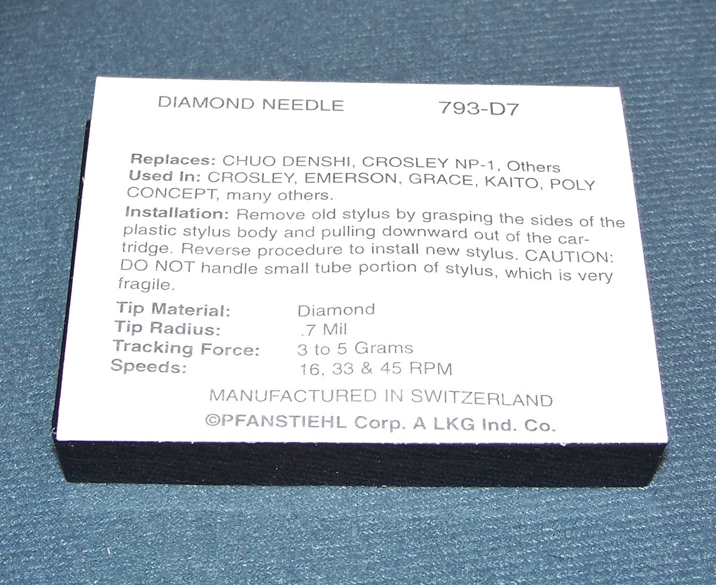 DIAMOND STYLUS REPLACEMENT NEEDLE for CROSLEY NP1 STACK-O-MATIC 793-D7 ...