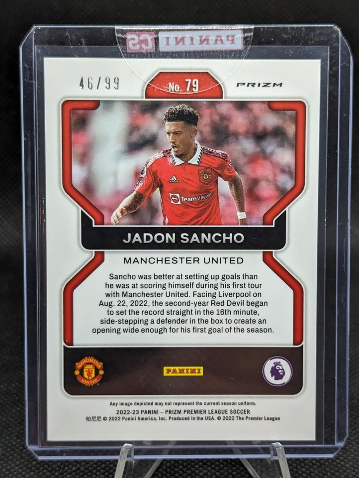 2022-23 Panini Prizm EPL Red Mojo /99 Jadon Sancho #79 Manchester ...