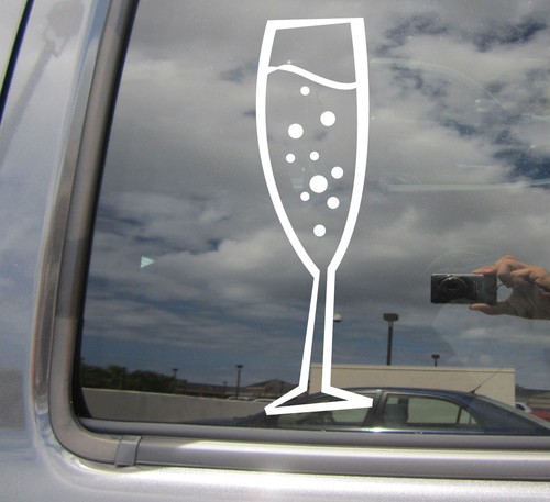 Bubbly Champagne Glass - Stem Flute Car Bumper Window Vinyl Decal ...