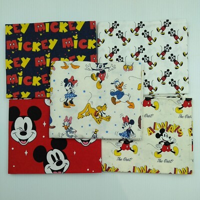 5 Mickey Mouse Disney Fat Quarters Quilting Fabric 45cm x 55cm Donald ...