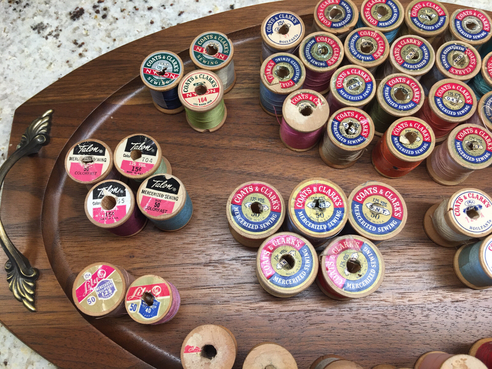 LOT 54 VINTAGE/ANTIQUE WOODEN THREAD SPOOLS - COATS CLARKS-STAR-TALON ...