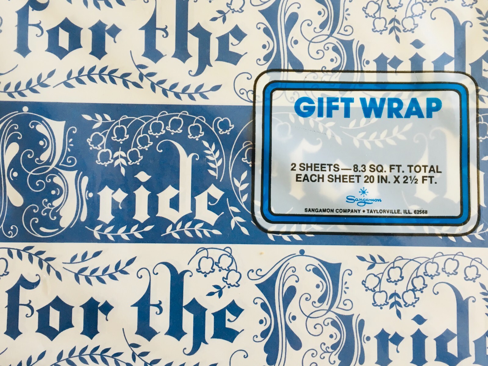 Vintage Blue & White Bridal Gift Wrap Wedding Bride Shower Wrapping ...