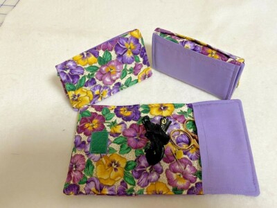 Handmade Spring Pansies fabric scissor,needle, sew notion, pincushion ...