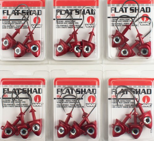 (LOT OF 6) VMC FLAT SHAD JIG 1OZ FSJ1-MR METALLIC RED CP7129 | eBay