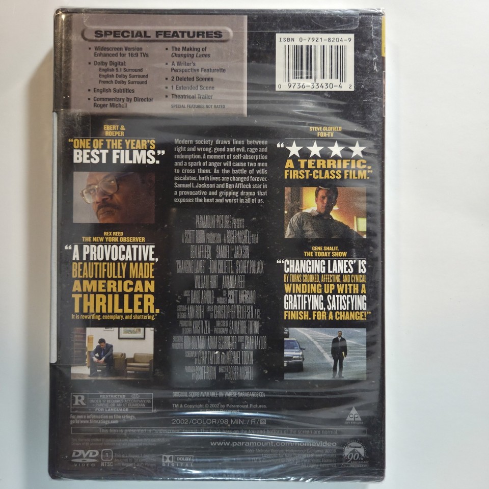 Changing Lanes DVD 2002 Widescreen Ben Affleck Samuel L. Jackson New ...