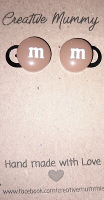 Handmade Acrylic Light Brown M & M Chocolate Stud Earrings | eBay Australia