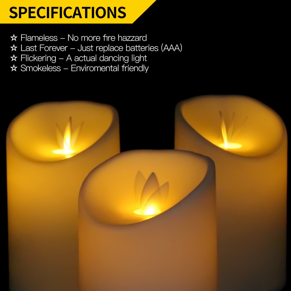 Flameless LED Candle - Lifelike Swinging Flame Realistic Flickering LED ...