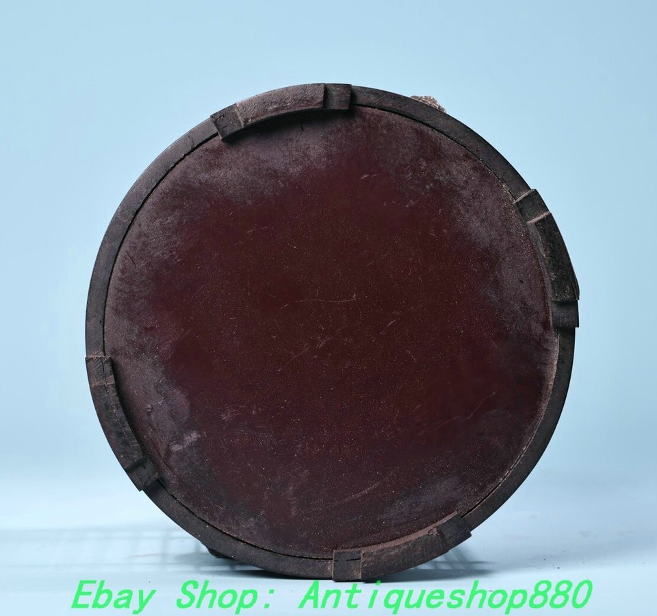 7''Old Ebony Wood Inlay Gems Carved Insect Cricket Katydid Hang Cage ...