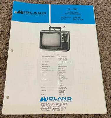 OEM 1978 Midland 13” Portable Color Television Service Manual 15-247 | eBay