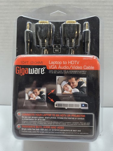 Gigaware 2603153 PC-to-TV VGA Cable with Audio 10 ft. Sealed Brand New ...