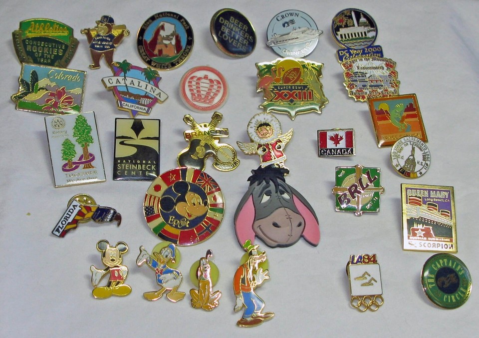 Lot of 29 Collectible Disney Pins, And Other Vintage Pins, Super Bowl ...