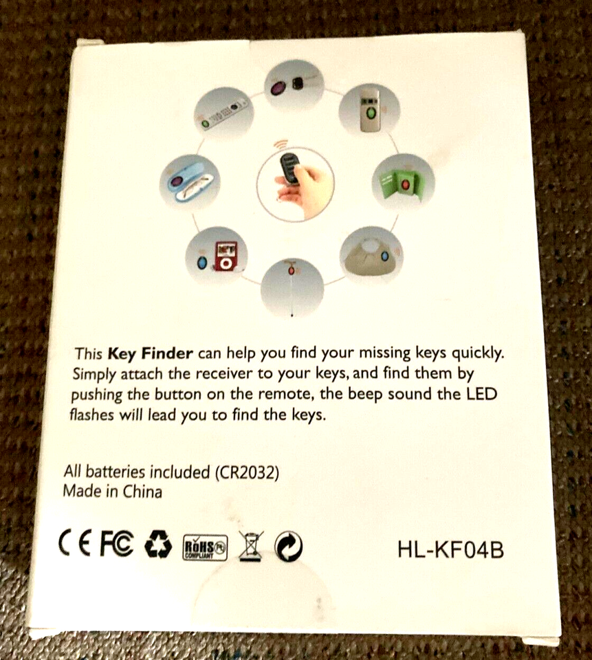 KEY FINDER: TRANSMITTER w/4 RECEIVERS~NEW IN BOX!~PUSH BUTTON & FIND ...