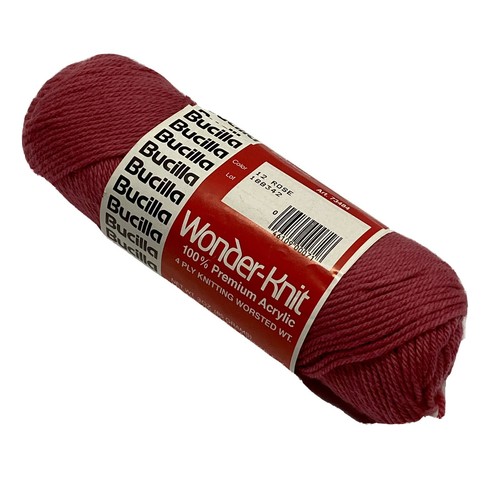 Bucilla Wonder-Knit Yarn Color 12 Rose 4 Ply Knitting 3 oz 100% Premium ...