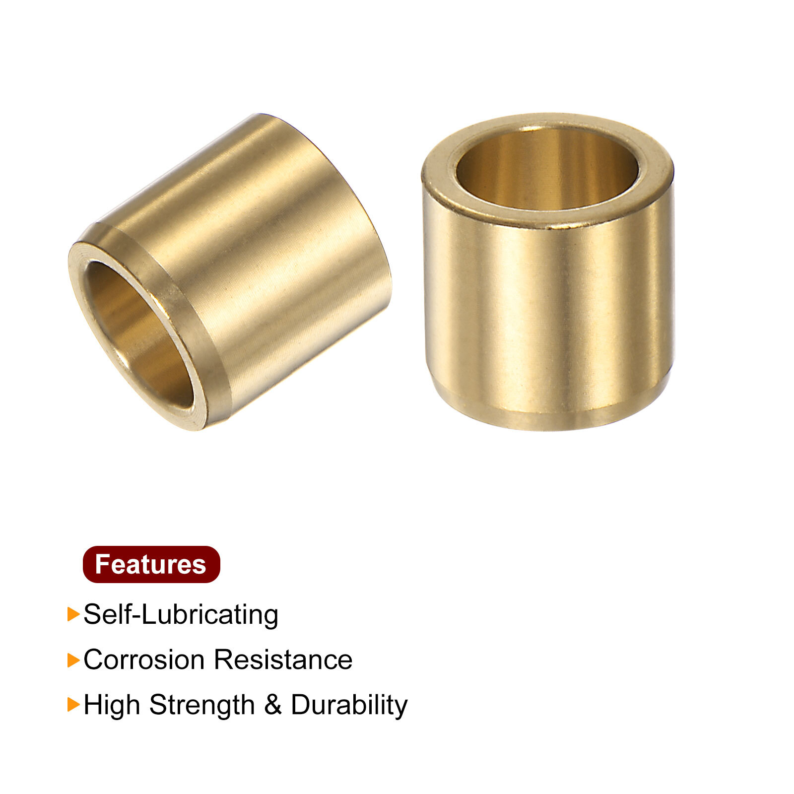 2pcs Sleeve Bearings 10mm x 14mm x 12mm Wrapped Oilless Bushings Brass ...