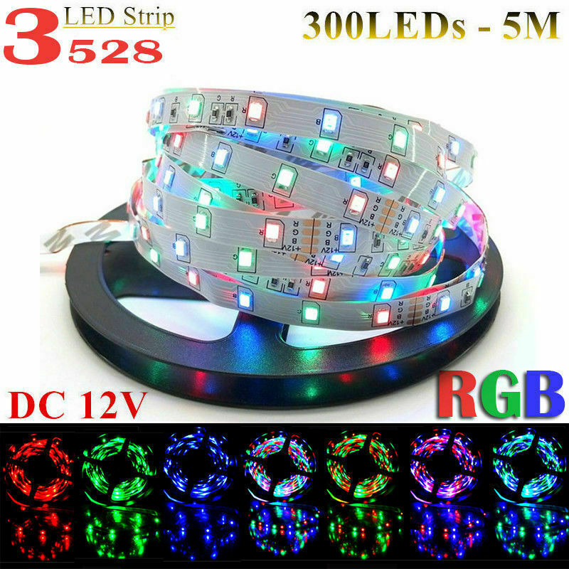 5M 300 LED Strip Lights 3528 5050 SMD RGB Ribbon Tape Roll Waterproof ...