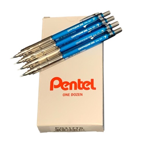 Pentel GraphGear 300 Mechanical Pencil, Box of 12 Pencils, Sky Blue, 0 ...