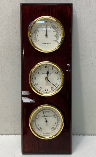 Howard Miller Burgundy Triple Dial Clock Thermometer Barometer Wall ...