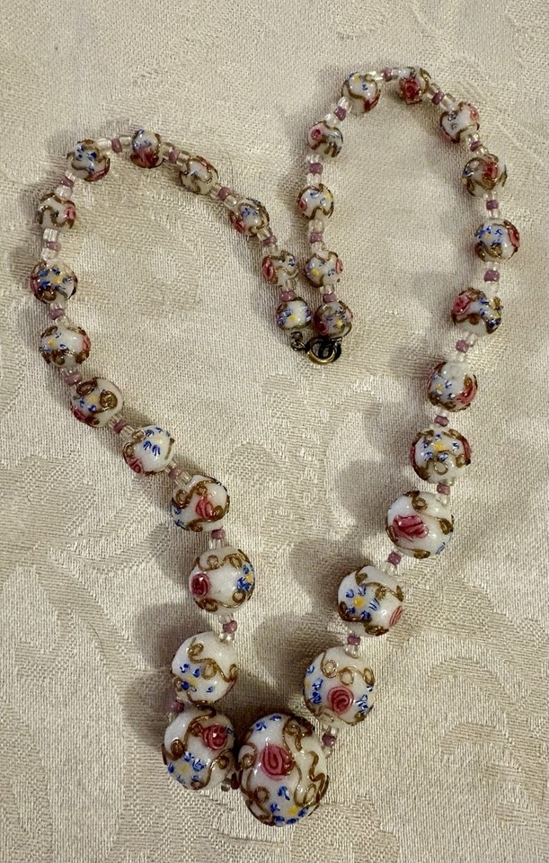 Vintage Murano Venetian Glass Wedding Cake Beads Lampwork Italy ...