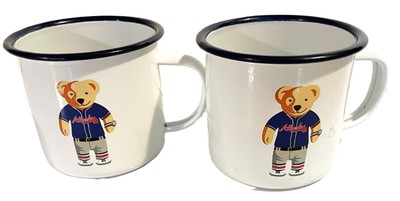 Set of Two Atlanta Braves Oris Bear Mugs Cups Enamel Camp Style | eBay