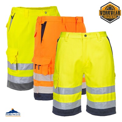Portwest Hi Vis Shorts Workwear Stain Resistant Polycotton Combat E043 ...