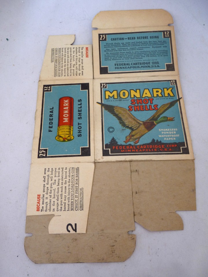 Federal Monark shot shell box 12 GA duck advertising Minn MN vintage | eBay