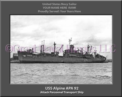 USS Alpine APA 92 Personalized Canvas Ship Photo 2 Print Navy Veteran ...