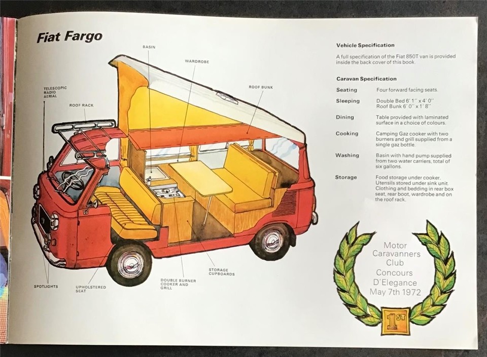 FIAT 850T FARINA Fiesta FARGO MOTOR CARAVANS Sales Brochure 1970s | eBay UK