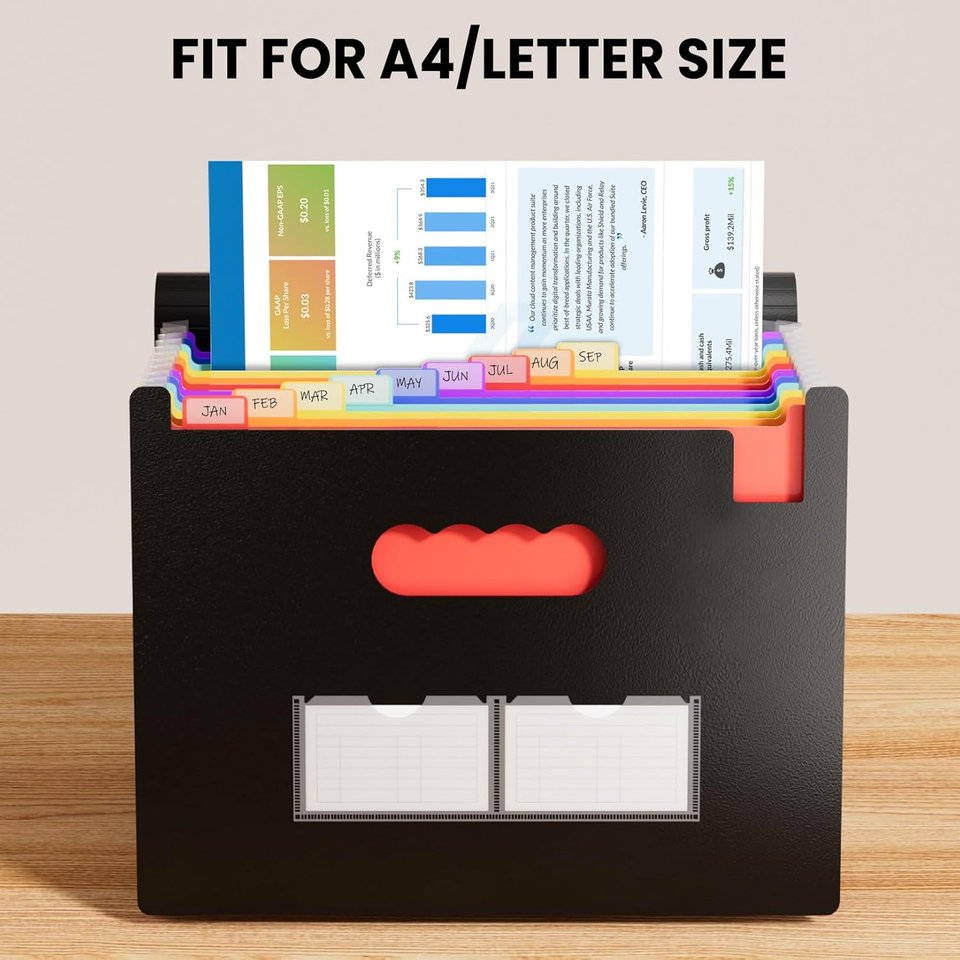 Accordion File Organizer, 13 Pockets Expanding File Folder, Portable ...