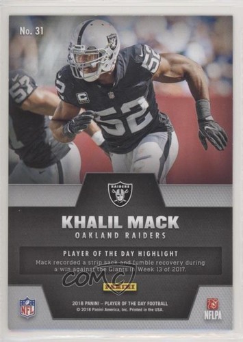 2018 Panini Player of the Day Khalil Mack #31 | eBay