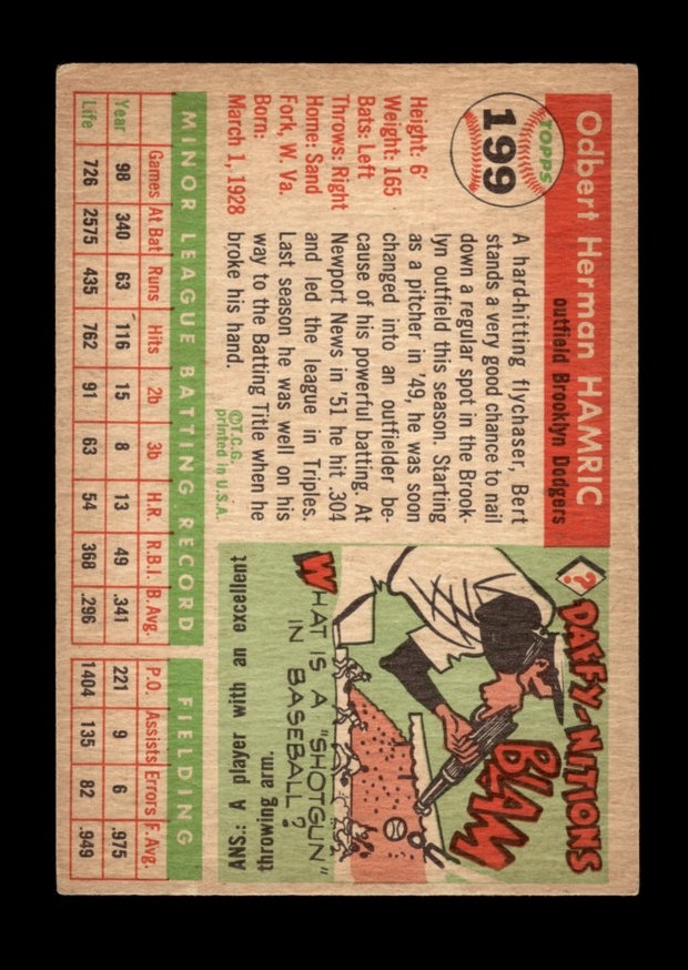 1955 Topps Set-Break #199 Bert Hamric VG-VGEX *GMCARDS* | eBay