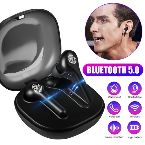 TWS Wireless Bluetooth5.0 Headset Waterproof Auto Pairing Touch Stereo ...