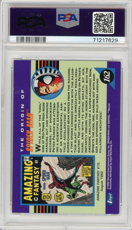 1992 Marvel Universe Origins Spider-Man #162 PSA 8 | eBay