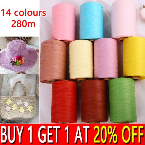 280M DIY Raffia Straw Rope Organic Hat Yarn Paper Raffia Crochet Straw ...