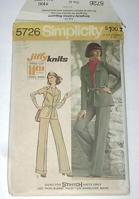 Simplicity 5726 Misses' Stretch Knit Jacket & Pants from 1973 size 16 ...