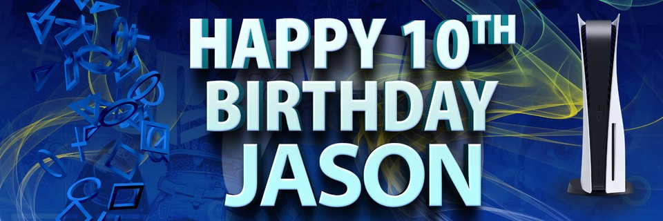 Personalised Sony PlayStation PS5 Birthday Party Banner 36" x 12" High ...