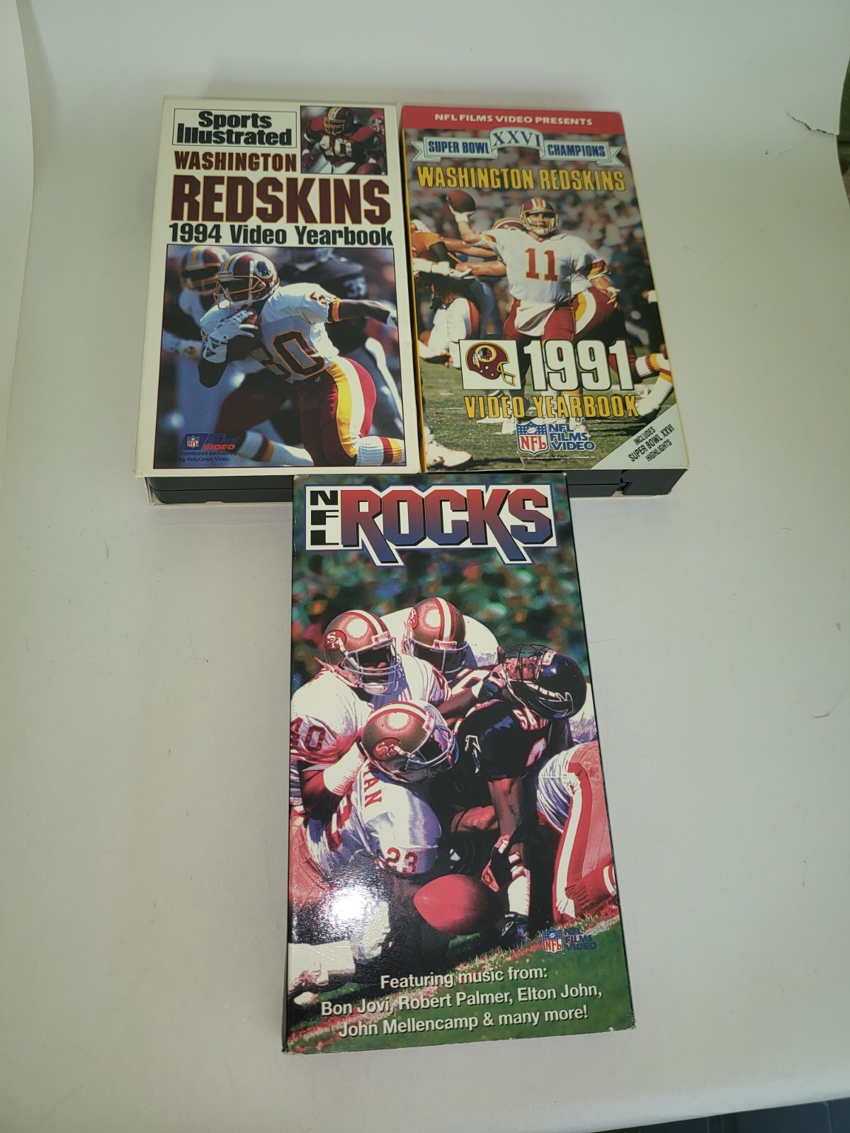 Washington Redskins VHS LOT of 3 Super Bowl 1994 Yearbook and NFL Rocks ...