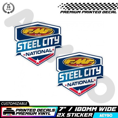 2x FMF STEEL CITY Vinyl Sticker Decal Car Window Bumper Race Livery Mod ...