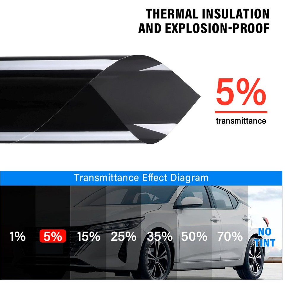 75cmx10m Car Window Tint Auto Tinting Film Limo Black Dark Medium Ultra ...