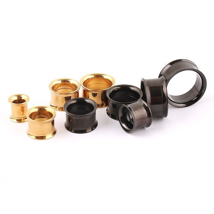 Surgical Stainless Steel Flesh Tunnels Double Flare Ear Plugs 316L Ear ...