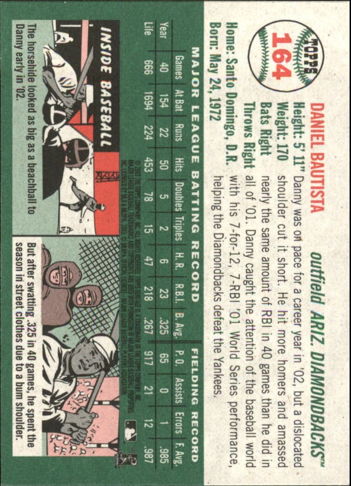 2003 Topps Heritage Arizona Diamondbacks Baseball Card #164 Danny ...