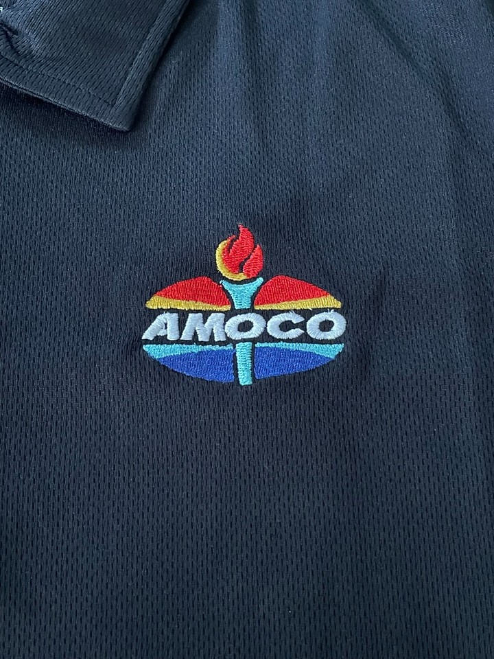 AMOCO Gas Station Oil Employee Uniform Polo Shirt Black & Blue Size XL NEW | eBay