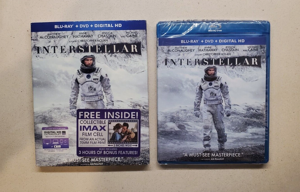 Interstellar (Blu-ray/DVD, 2015, 3-Disc, IMAX Film Cell + Slipcover ...