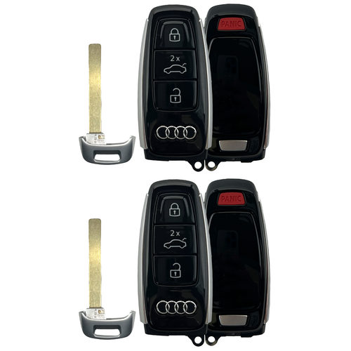 2 Oem Audi Smart Key Fob Remote Transmitter Keyless + Uncut Key Insert ...